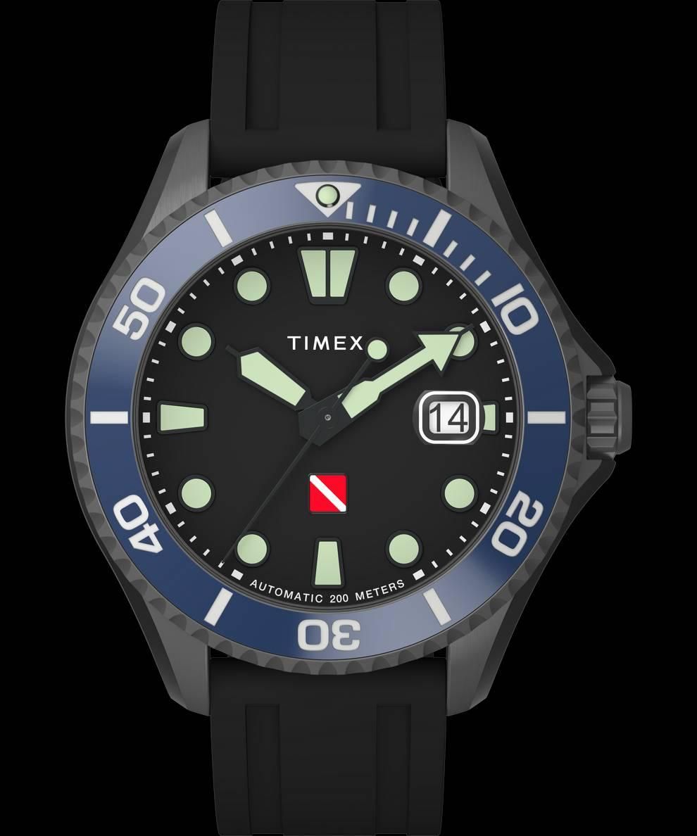 Timex Tiburón Automatic 44mm Synthetic Rubber Strap Watch | WatchCrunch