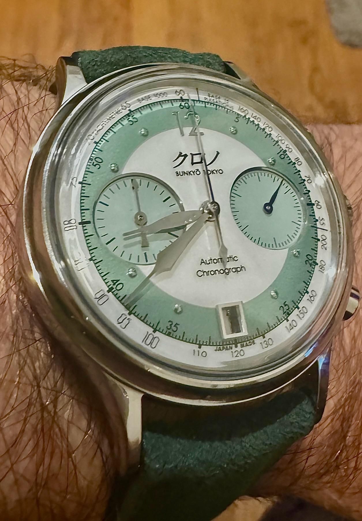 Kurono Tokyo on Custom suede strap by Aaron Bespoke | WatchCrunch