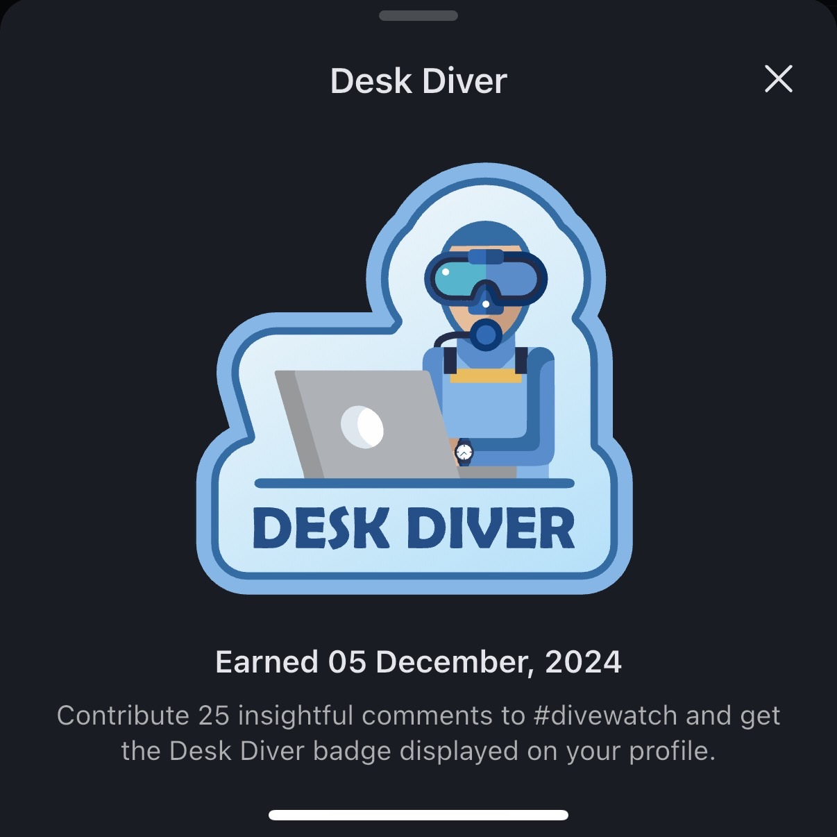 New Badge! Desk Diver 🤿 | WatchCrunch