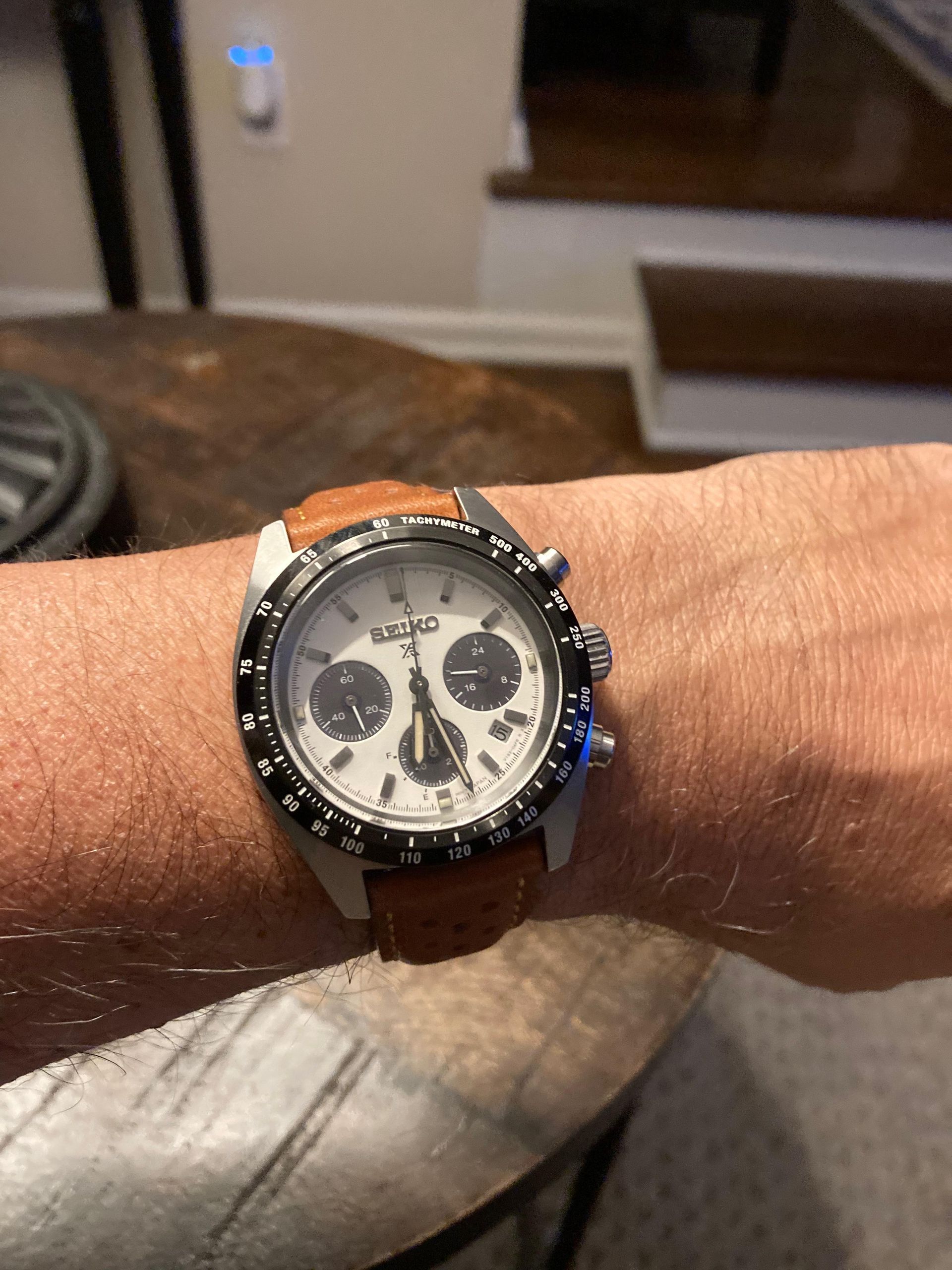 Seiko Speedtimer SSC813 on Brown Horween Racing strap | WatchCrunch