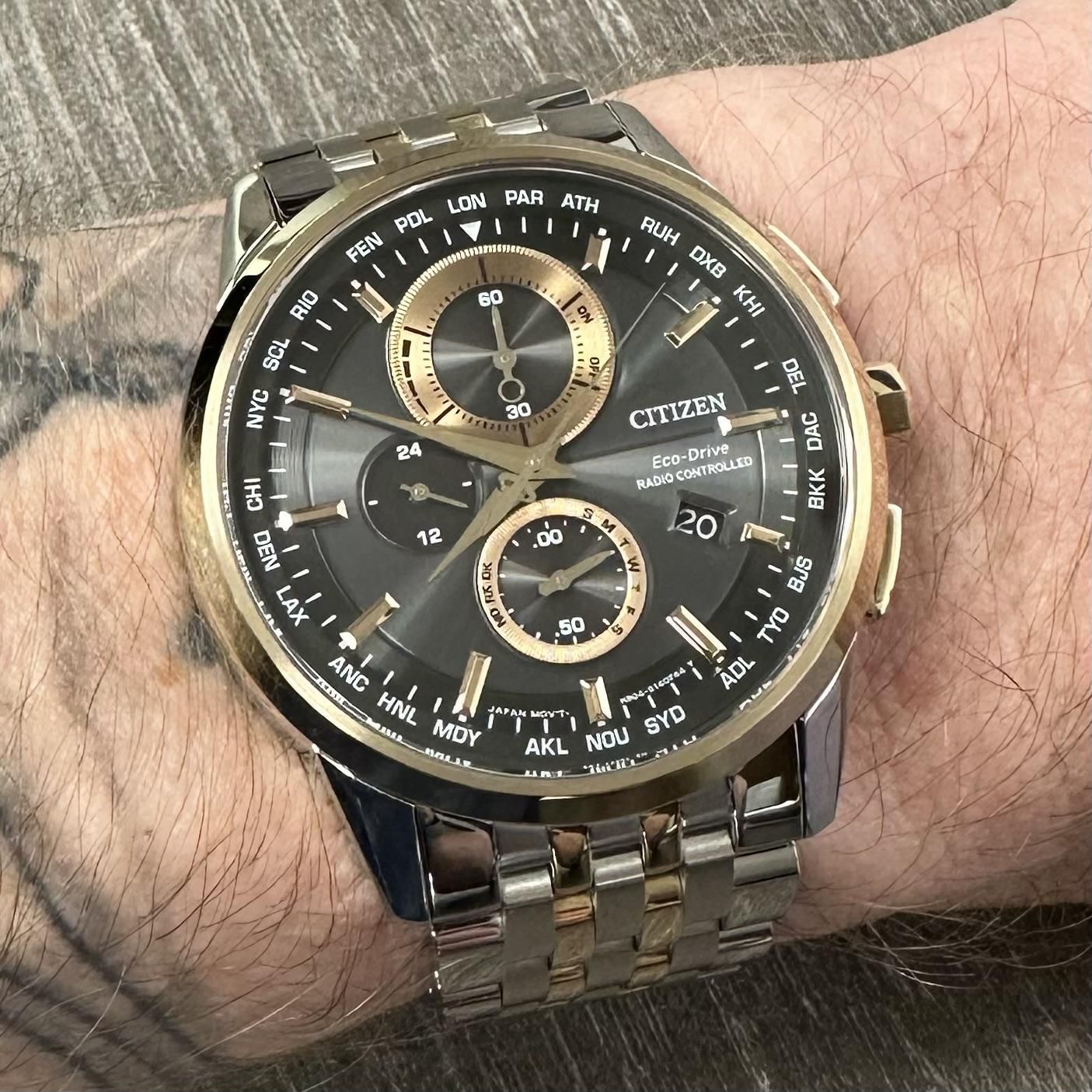 Two-Tone Citizen World Chronograph AT | WatchCrunch