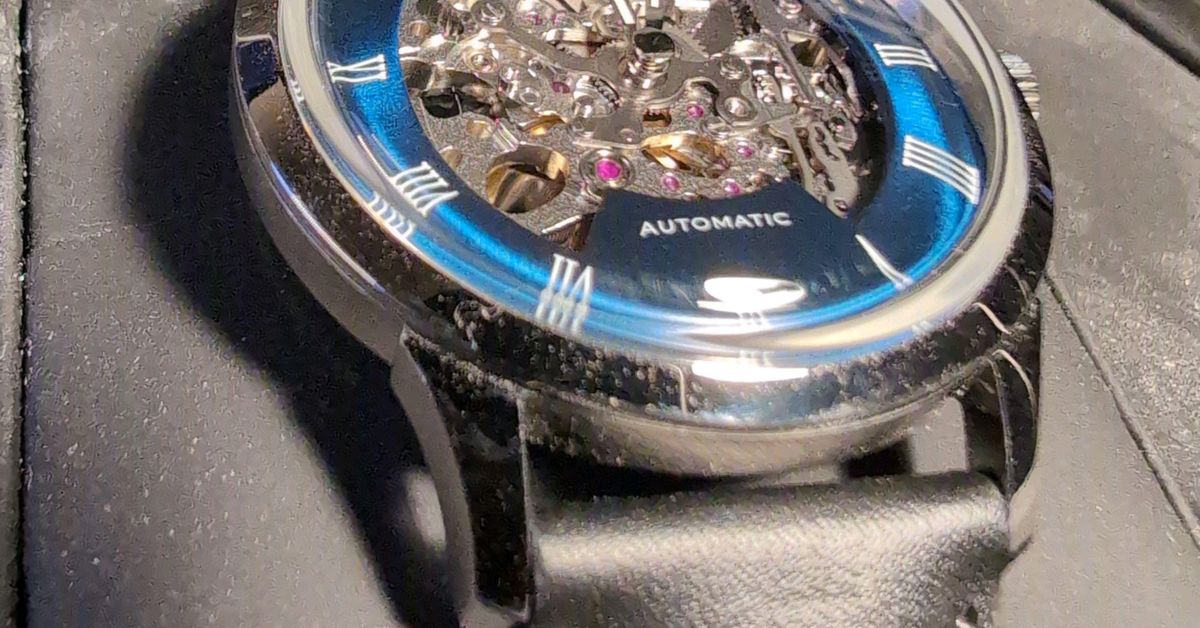 Blue Dial Skeleton vintage dress watch | WatchCrunch