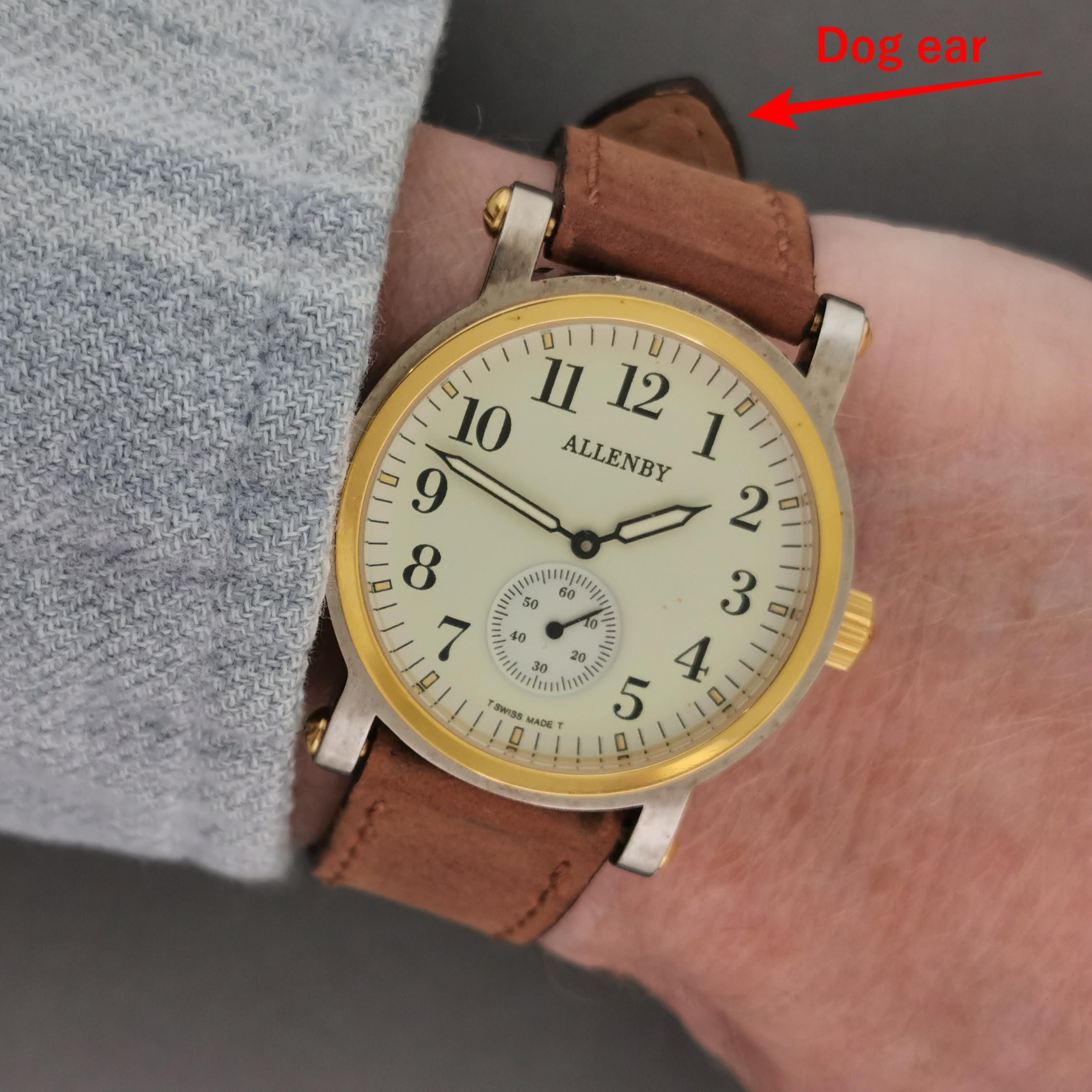 "Dog ear" strap overhang on small wrists -- one solution | WatchCrunch