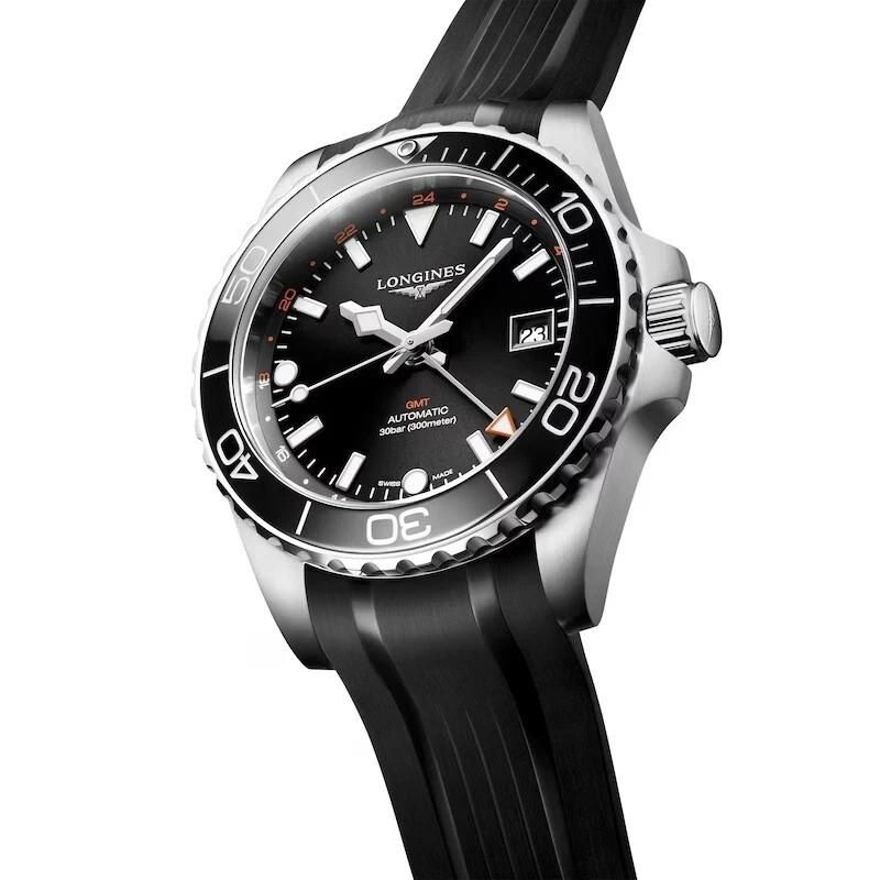 Longines Hydroconquest New Gmt 41Mm Black Rubber Men's Watch L37904569 ...