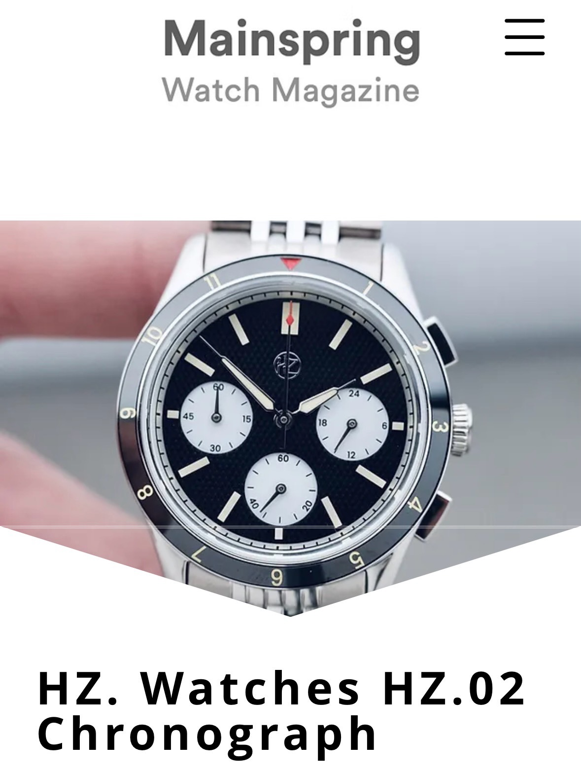 Mainspring Watch Magazine goes hands on with the HZ.02 Chronograph ...