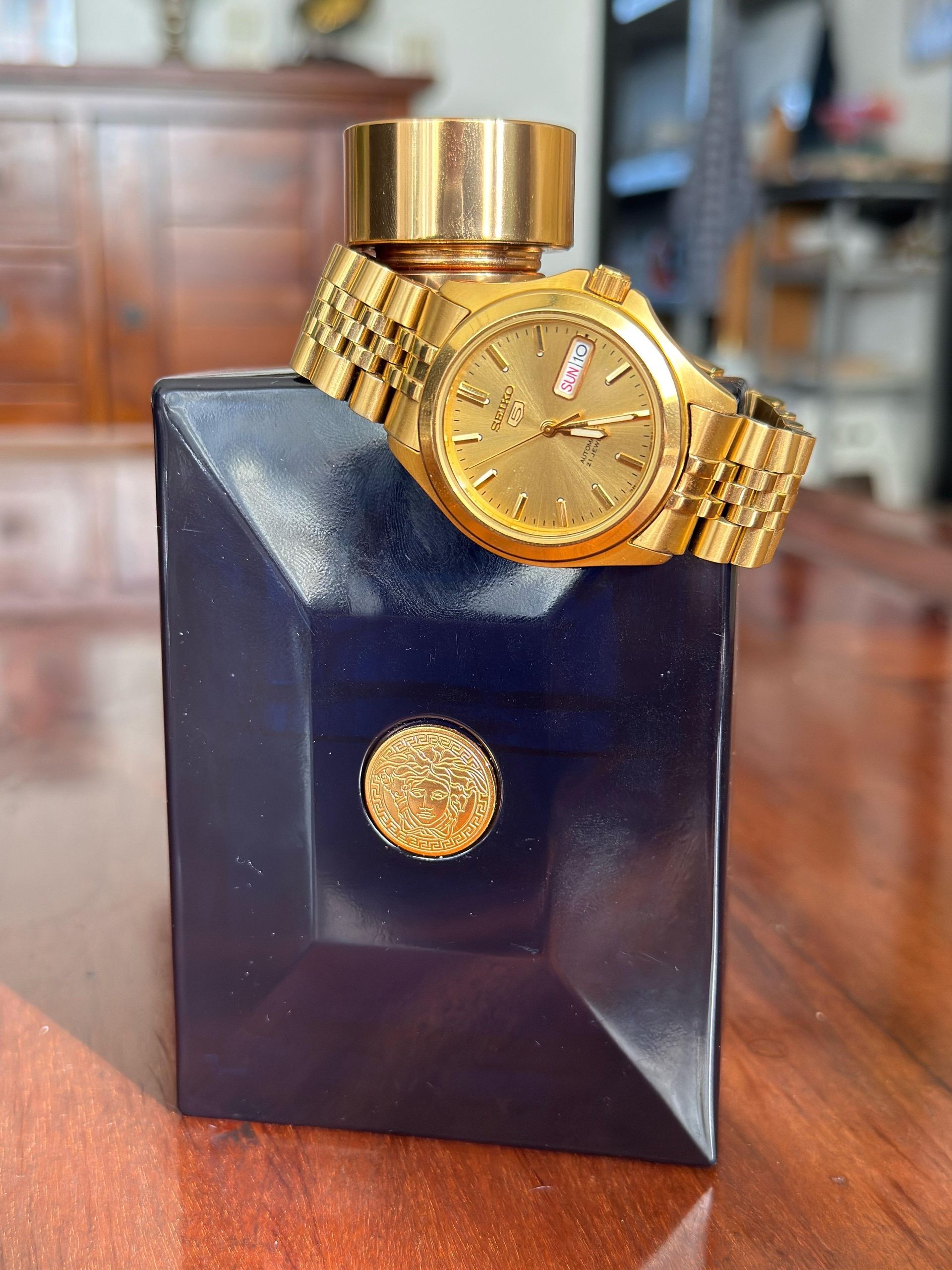 Golden Seiko with my favorite fragrance Versace Dylan Blue | WatchCrunch