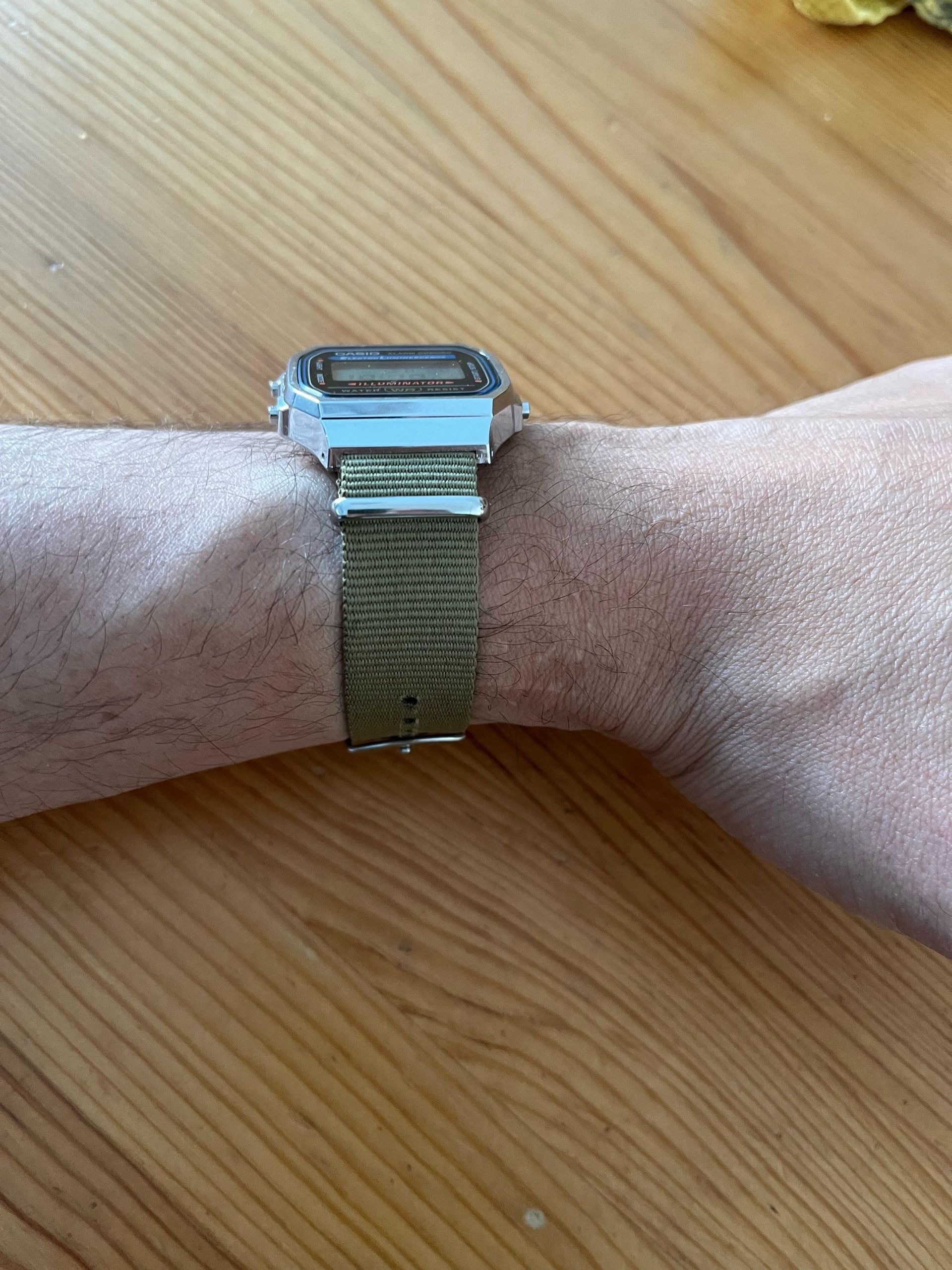 Casio A168 on a nato strap | WatchCrunch