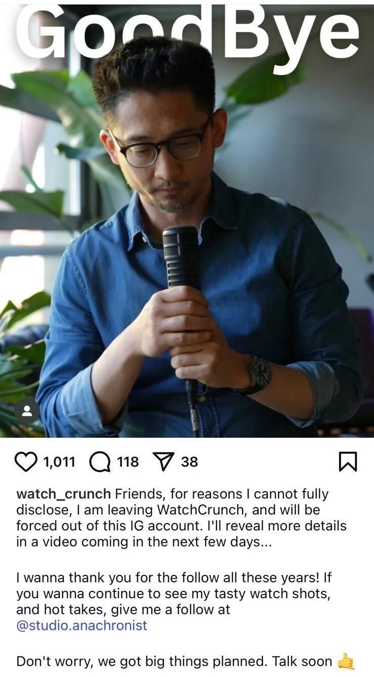Sad day, Watchcrunchers | WatchCrunch