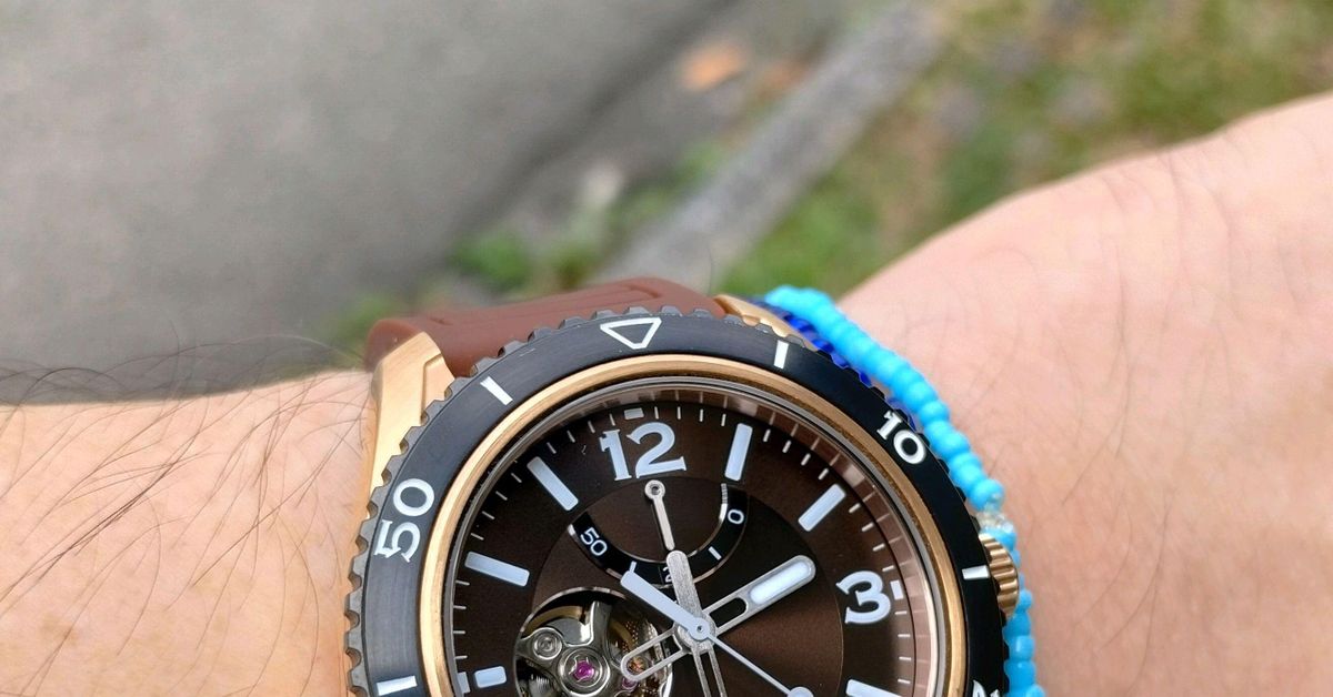Orient Star Open Heart Diver (Brown) | WatchCrunch