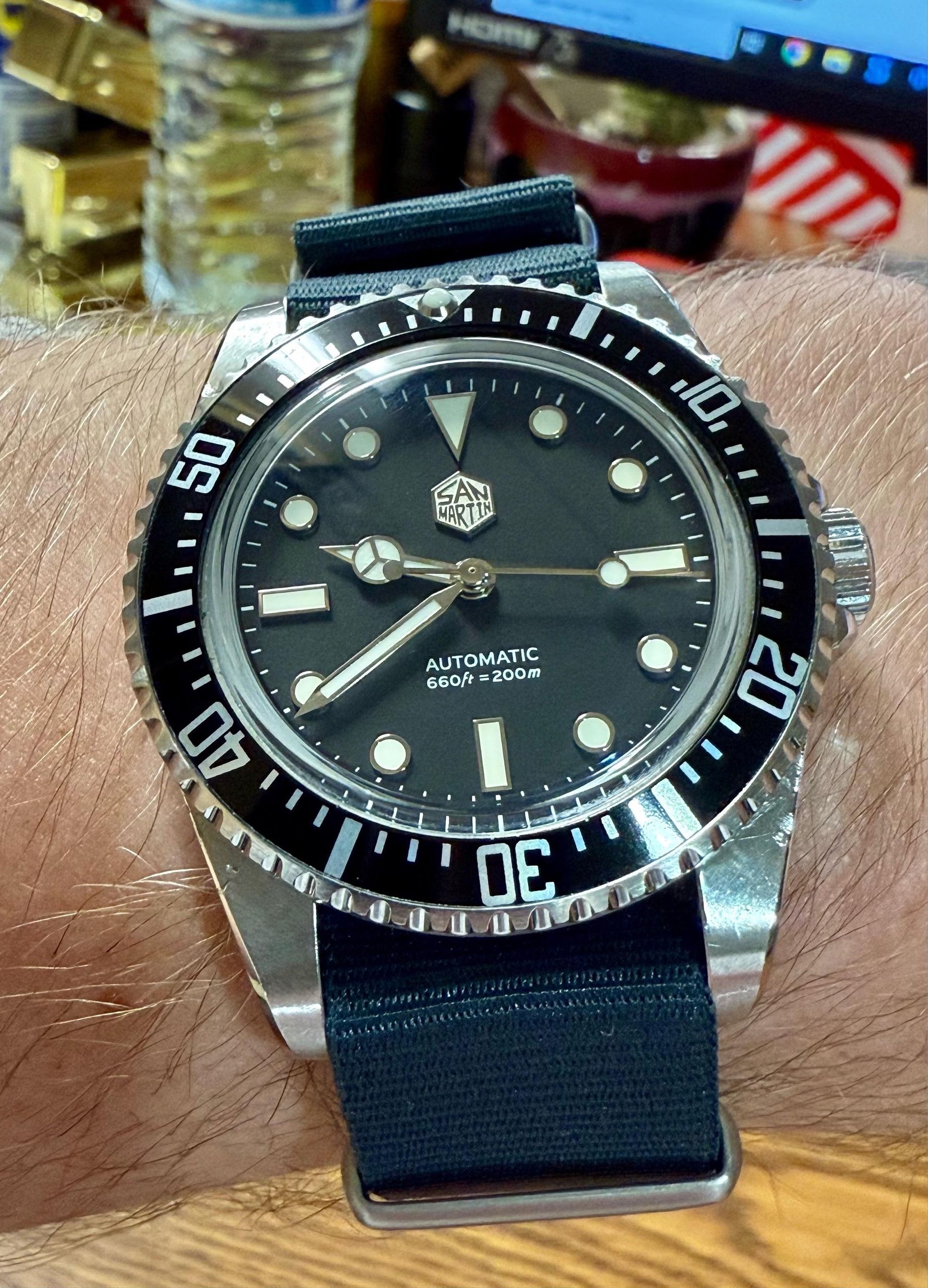 San Martin Milsub Style-Crown & Buckle MoD Admiralty Grey NATO Strap ...