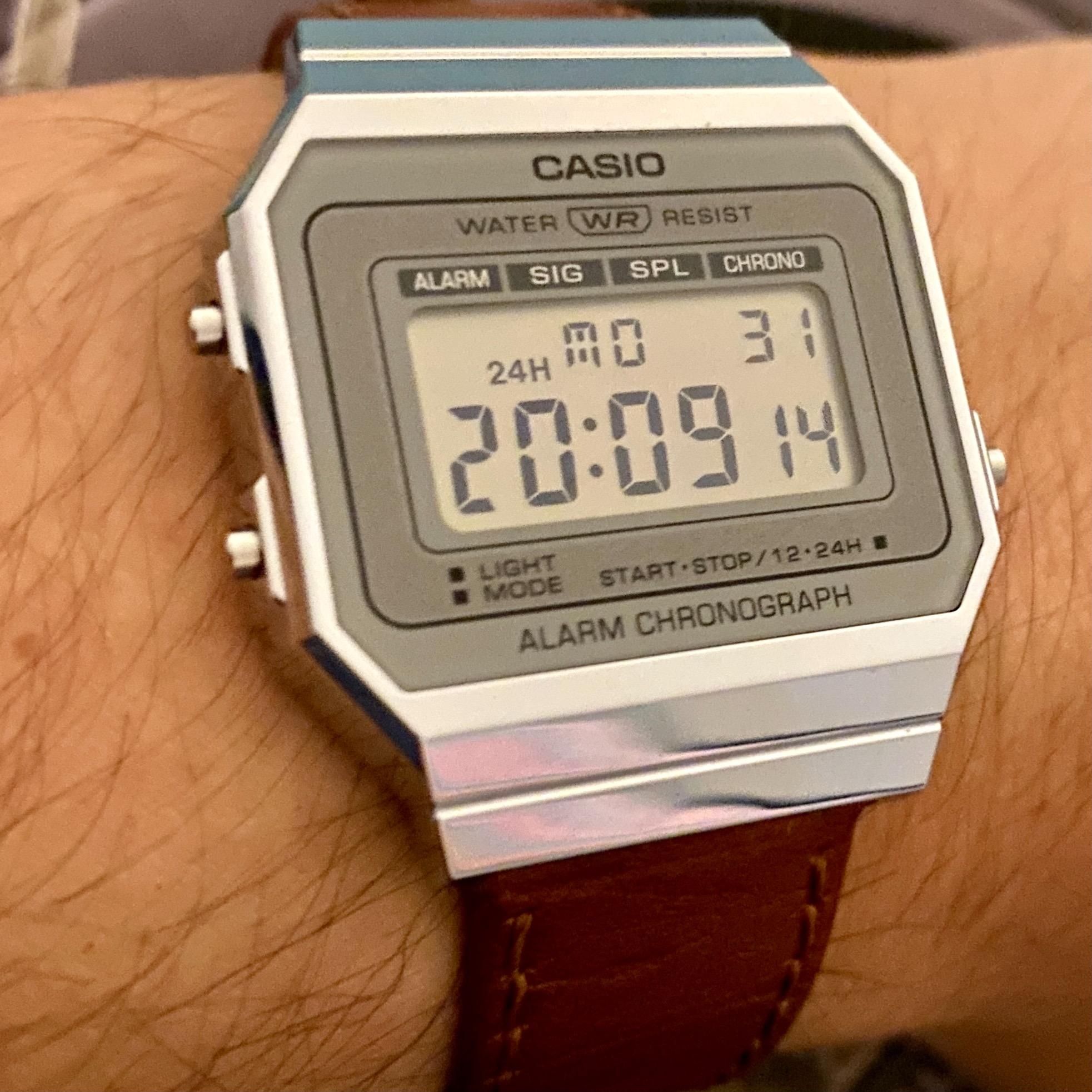 Casio A700 on a brown leather strap | WatchCrunch