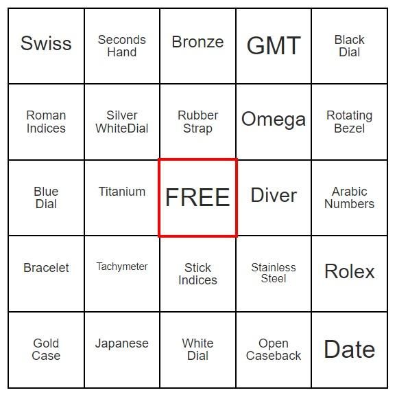 Let's play a game: How many BINGO watches do you have? (Bingo card in ...