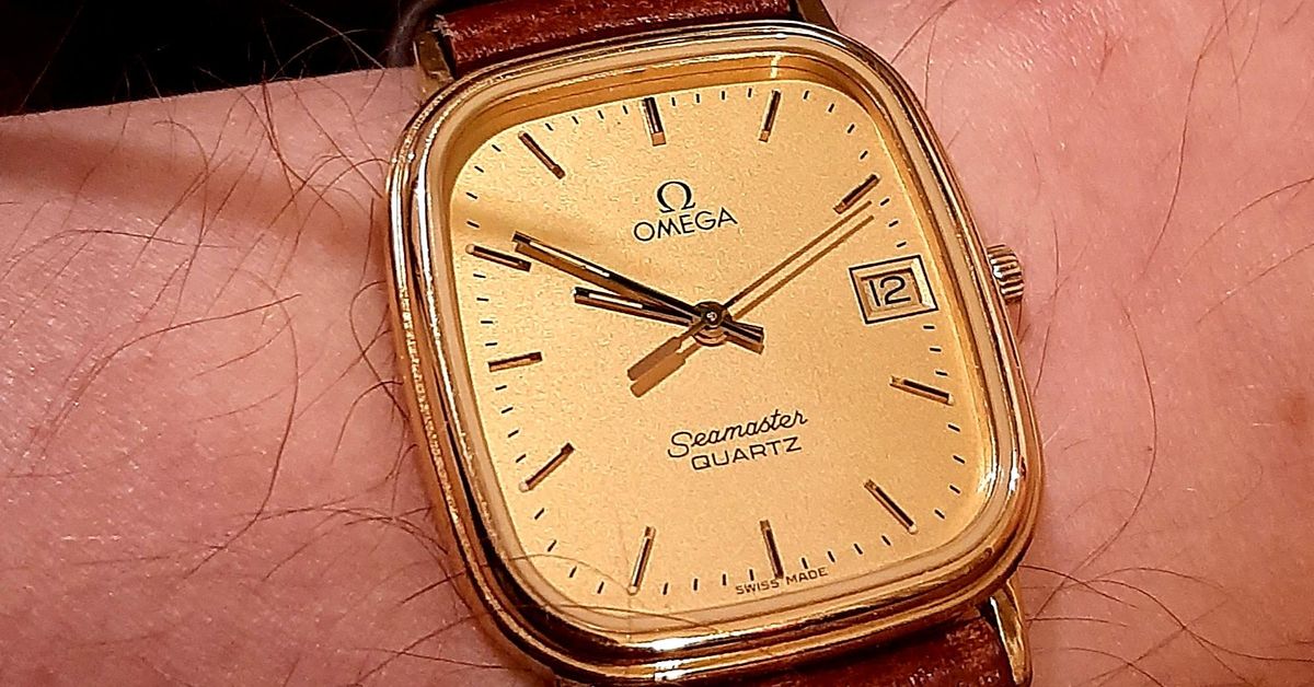 Omega Seamaster Jubilee 1982. Quartz, gold plated, signed crown and ...