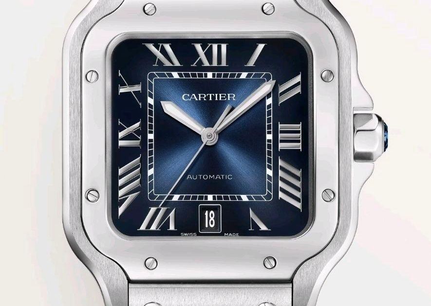 Cartier Santos Large Model Automatic Blue Dial Mens Watch | WatchCrunch