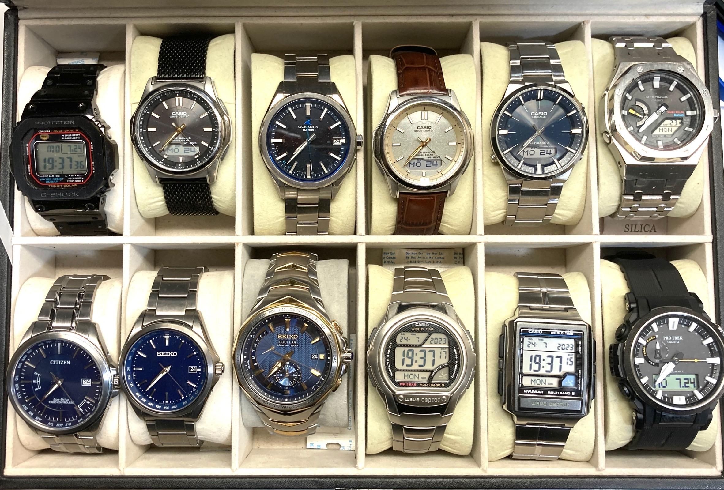 My entire atomic watch collection numbering 12, so far. | WatchCrunch