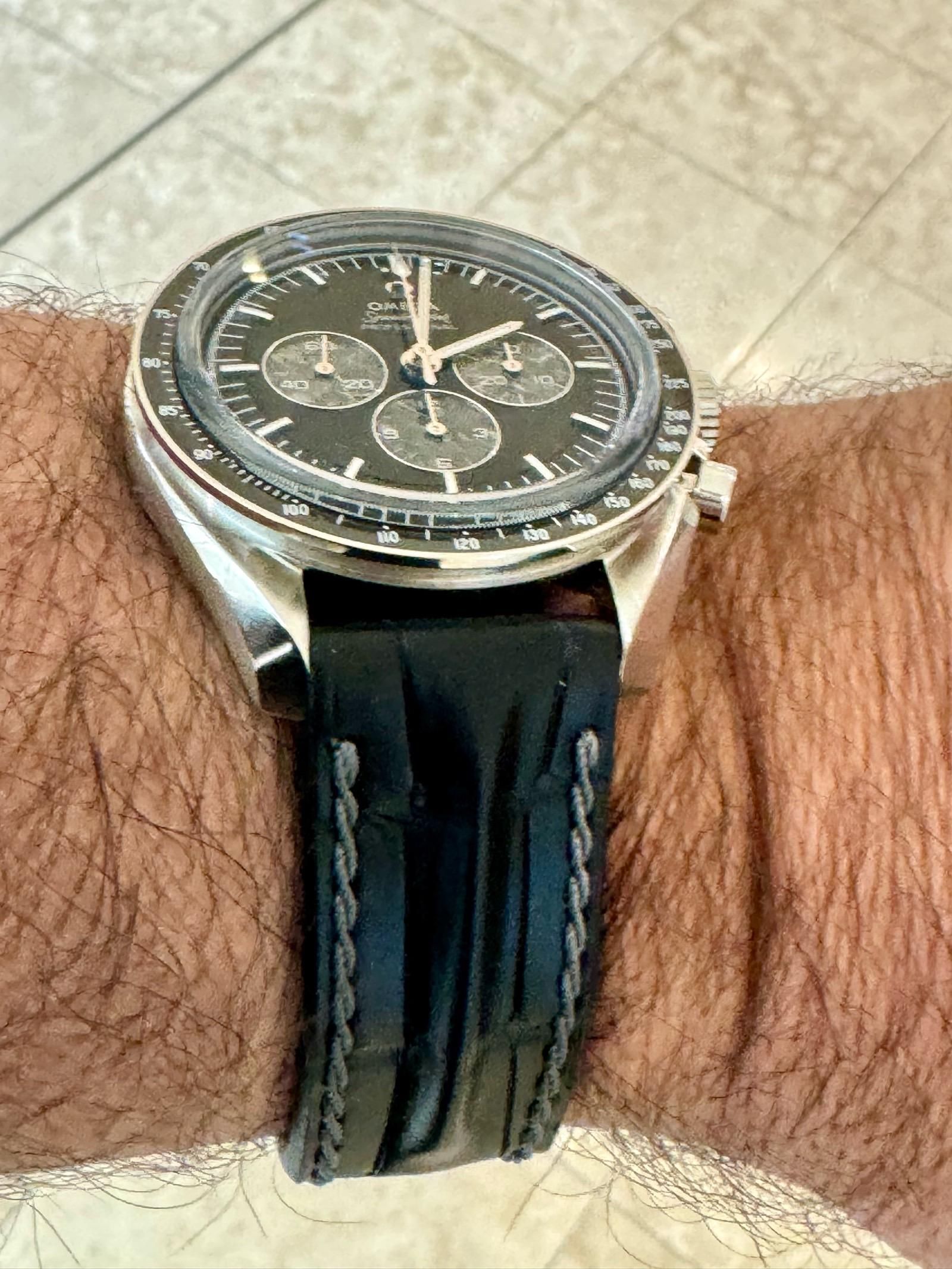 New Aaron Bespoke Hornback Alligator Strap on an Omega platinum ...