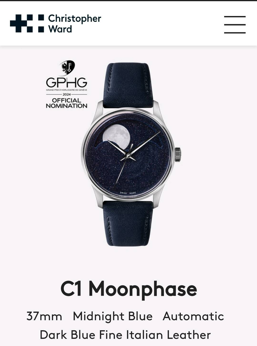 New Christopher Ward 37mm Moon phase | WatchCrunch