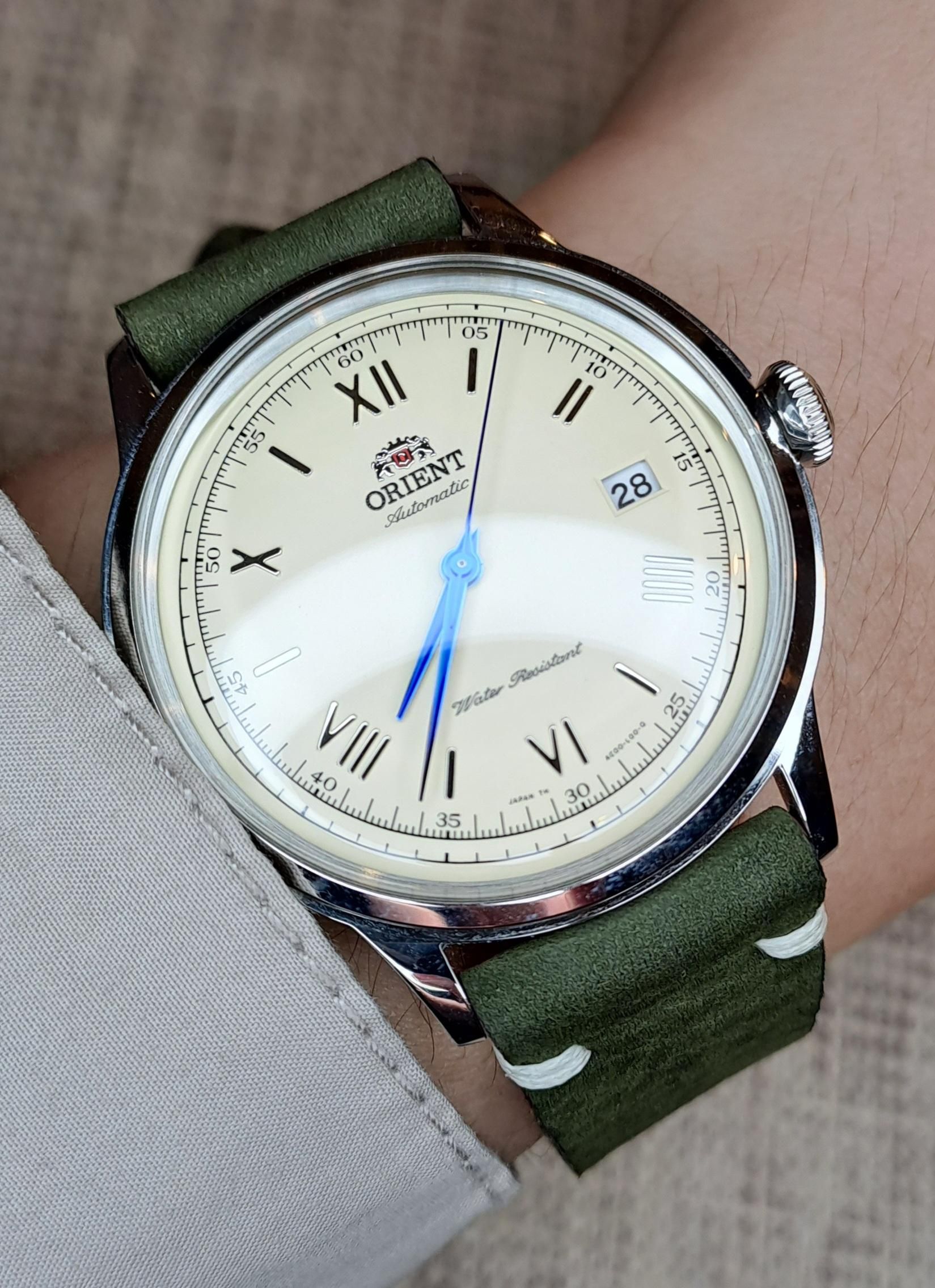 Custom-Made Orient Bambino Version 2 Leather Straps (Blue VS Green) 🔵🟢 ...
