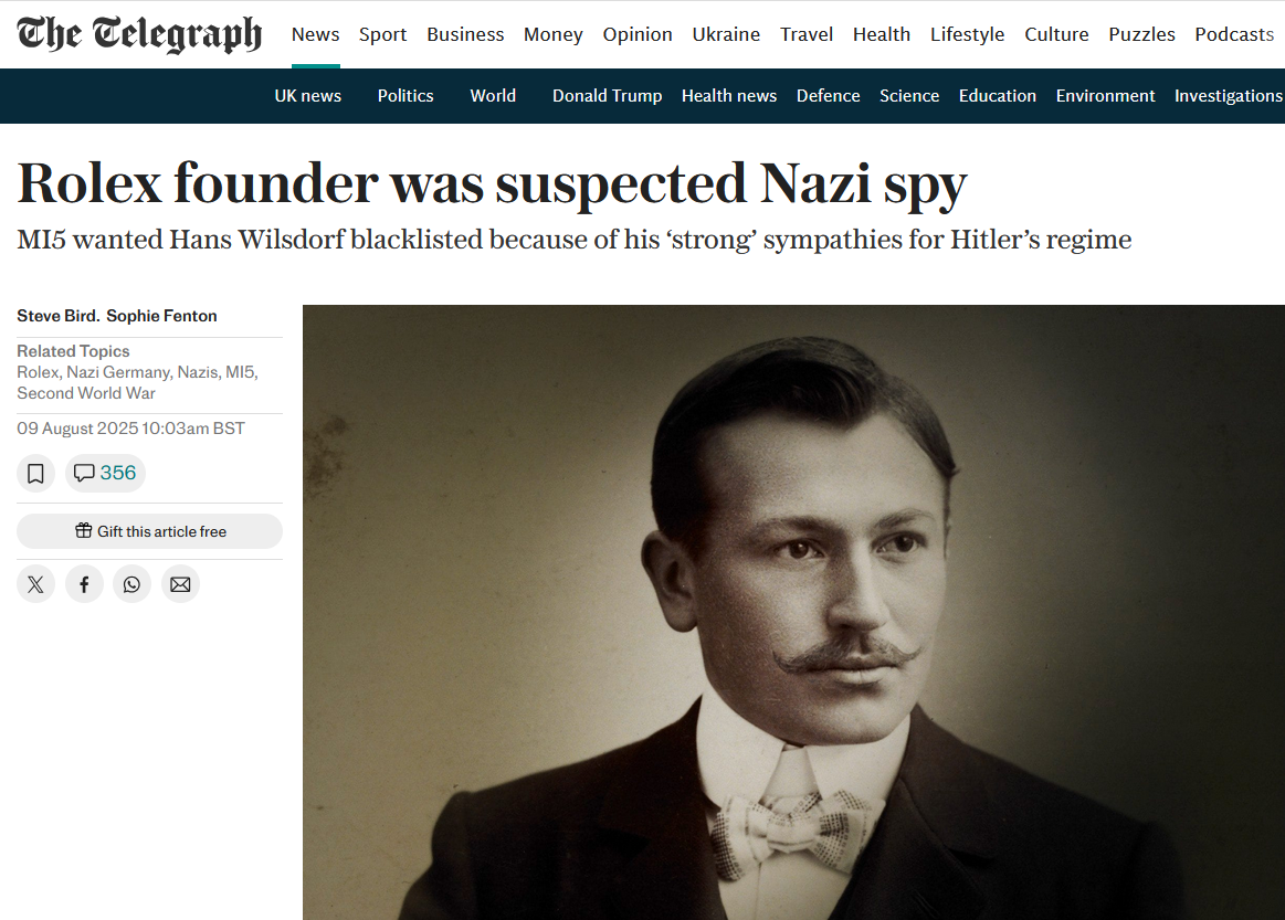 The Telegraph: Rolex founder was suspected Nazi spy | WatchCrunch