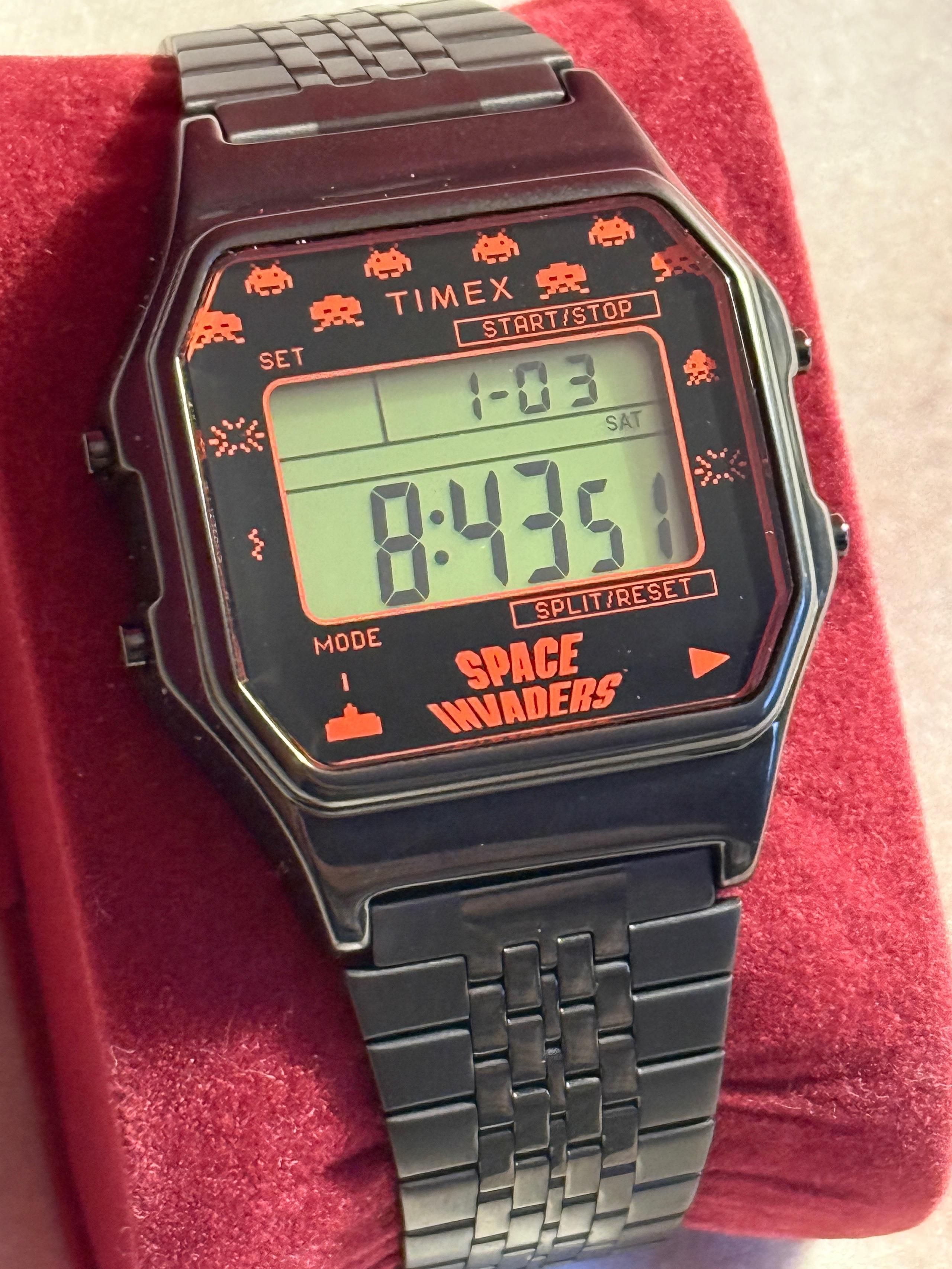 Timex X Space Invaders Retro Alien T80 Watch TW2V30200 Digital Alarm ...