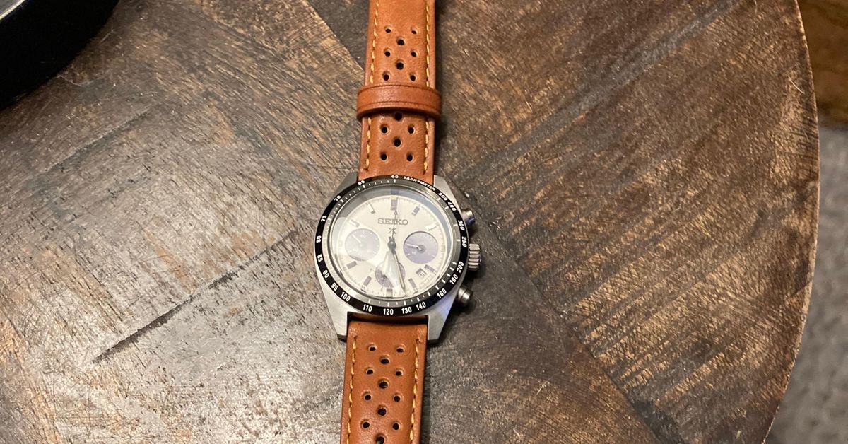 Seiko Speedtimer SSC813 on Brown Horween Racing strap | WatchCrunch