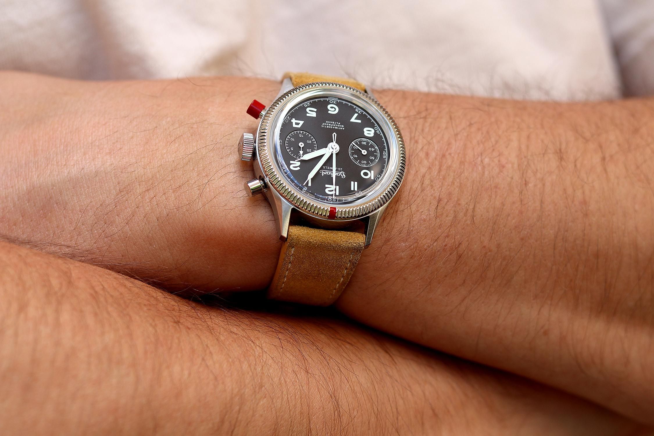Hanhart 417 ES 1954 Heritage Flyback 39mm On The Wrist | WatchCrunch