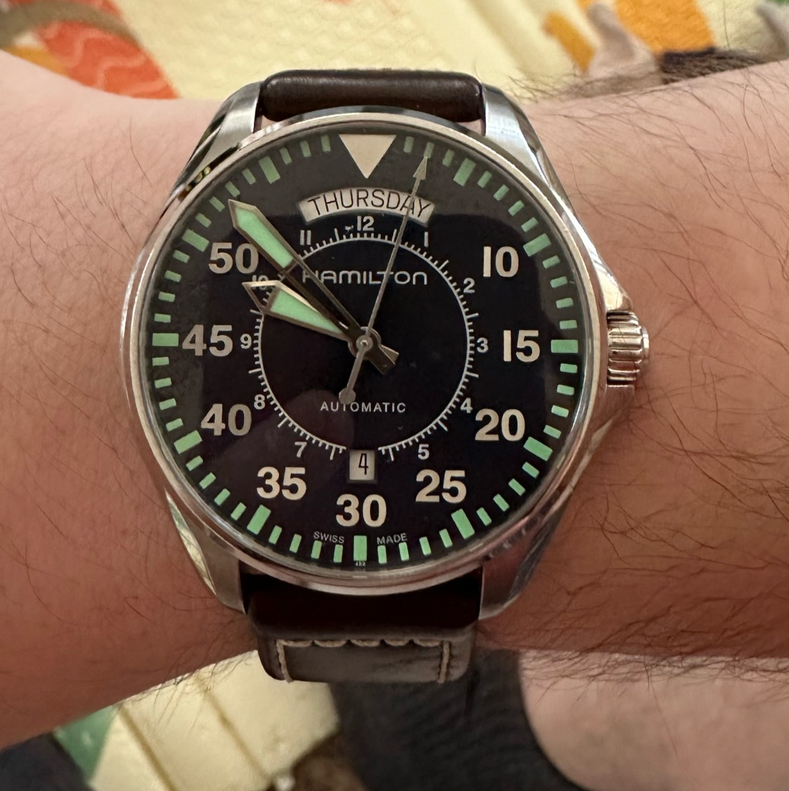 Hamilton Khaki Aviation Pilot Day Date Auto | WatchCrunch