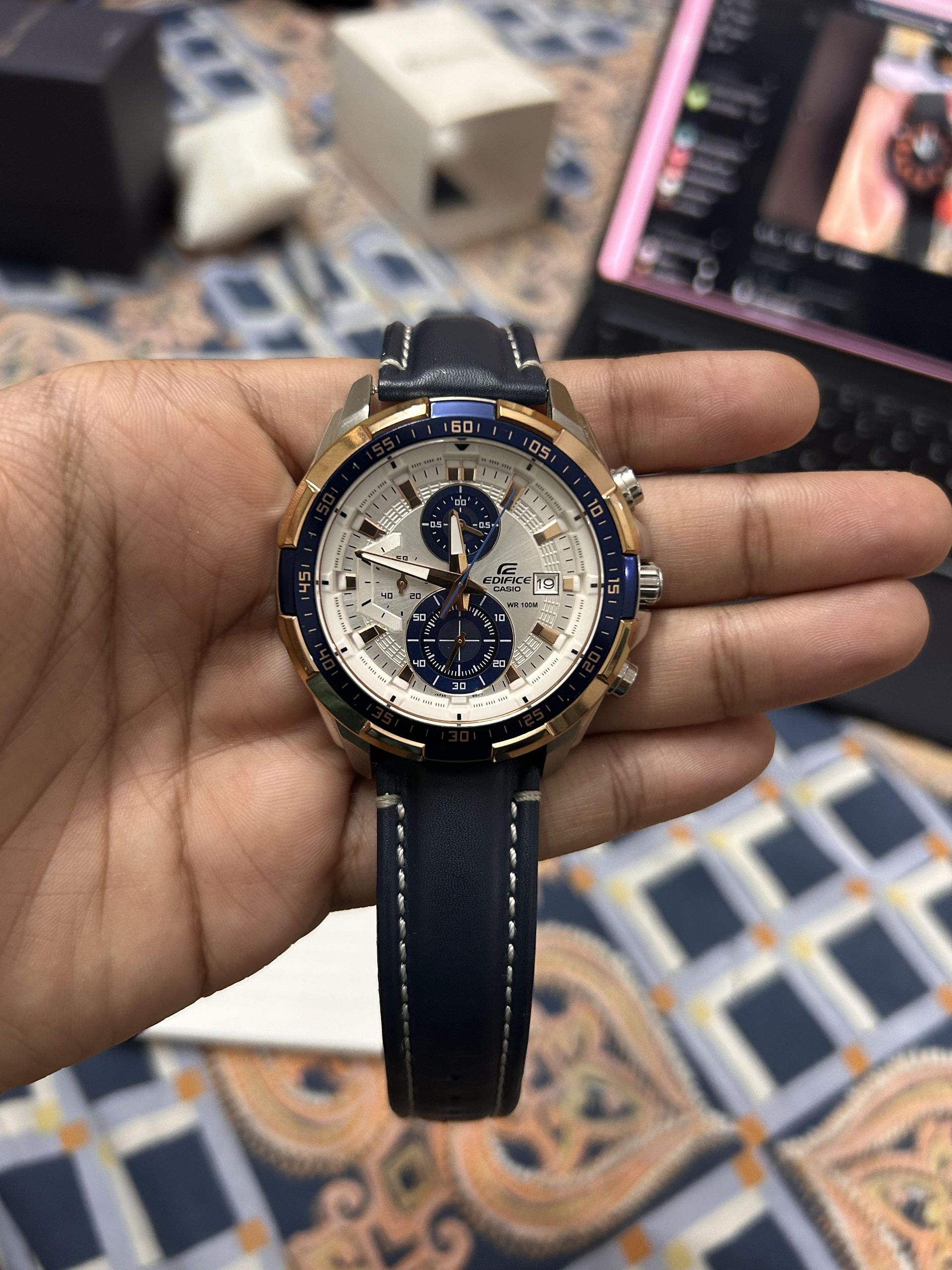 2 Tone Edifice Blue Chronograph | WatchCrunch