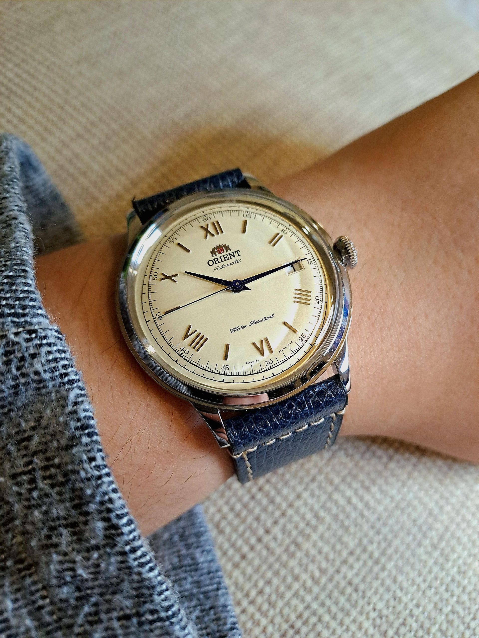 Custom-Made Orient Bambino Version 2 Leather Straps (Blue VS Green) 🔵🟢 ...