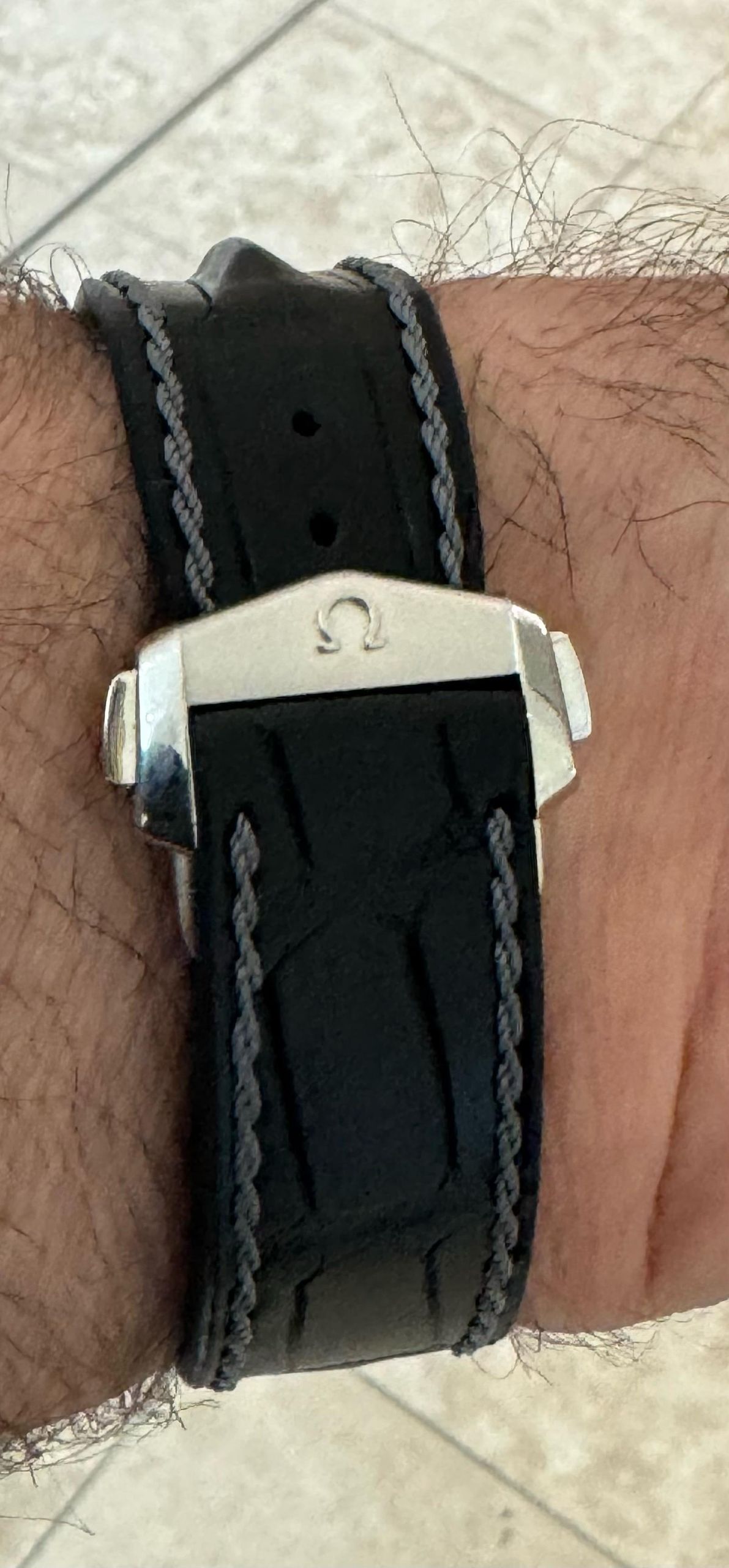 New Aaron Bespoke Hornback Alligator Strap on an Omega platinum ...