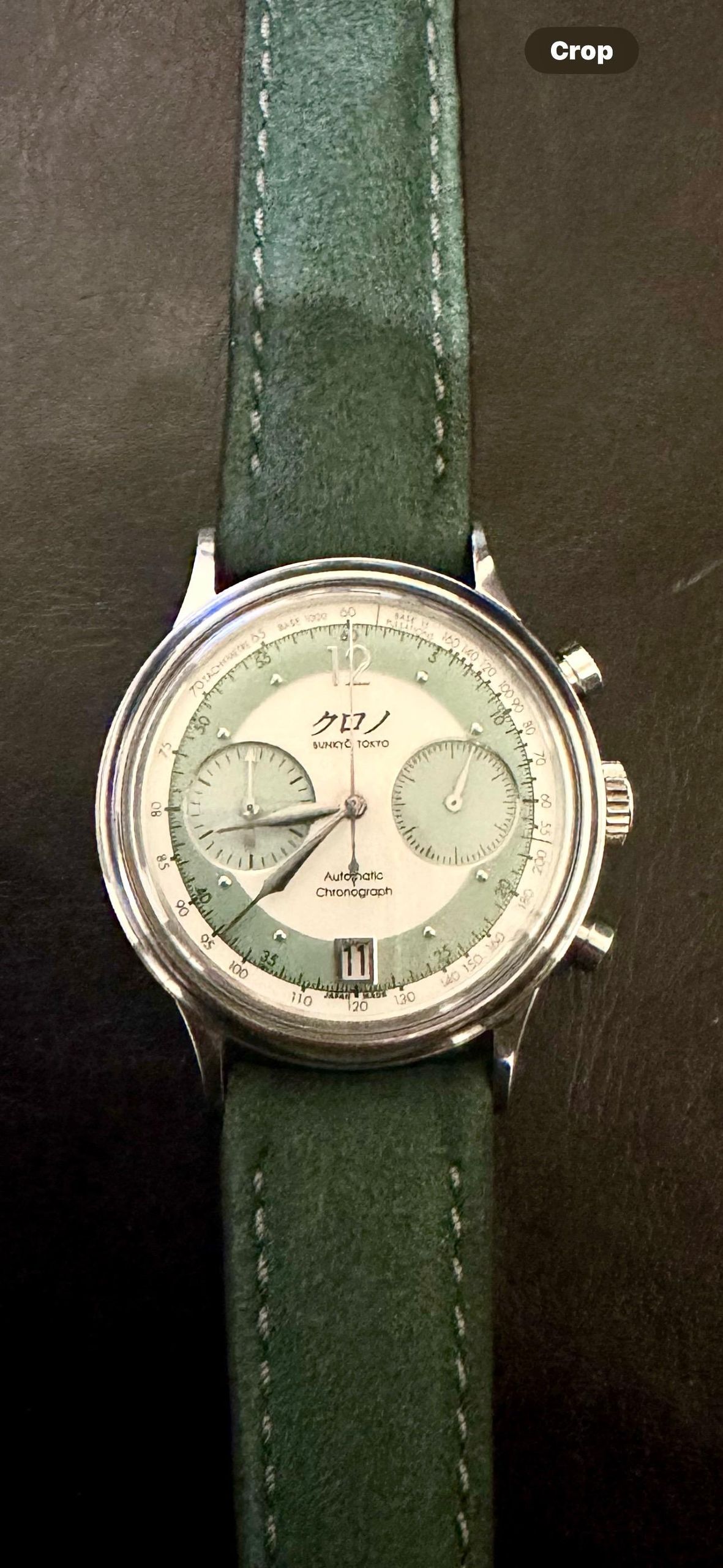 Kurono Tokyo on Custom suede strap by Aaron Bespoke | WatchCrunch