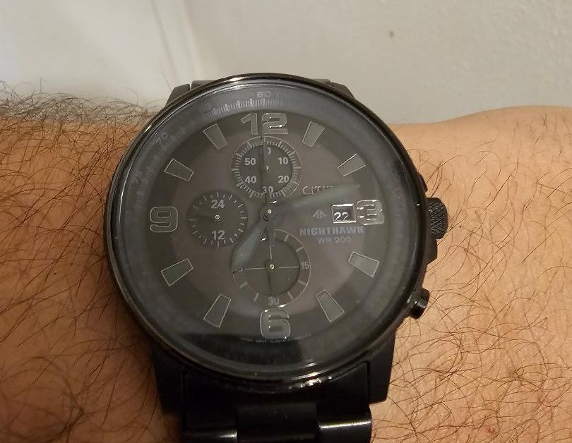 Citizen Eco-Drive NIGHTHAWK Black Stainless Chronograph Watch CA0295 ...