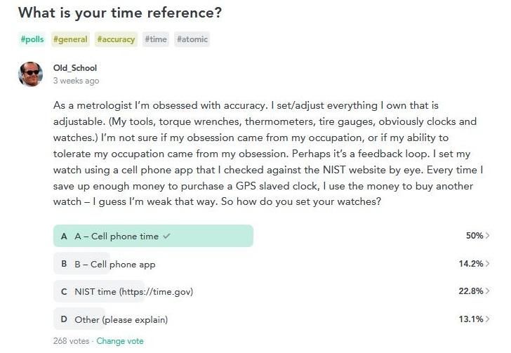 What is your time reference? Poll Results | WatchCrunch