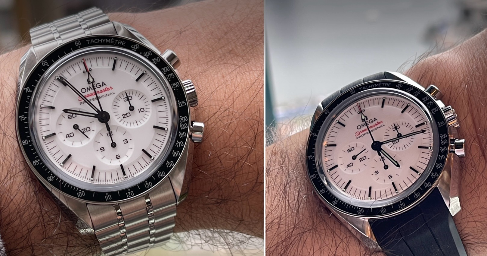 Omega Speedmaster Professional white dial on steel Bracelet or black ...