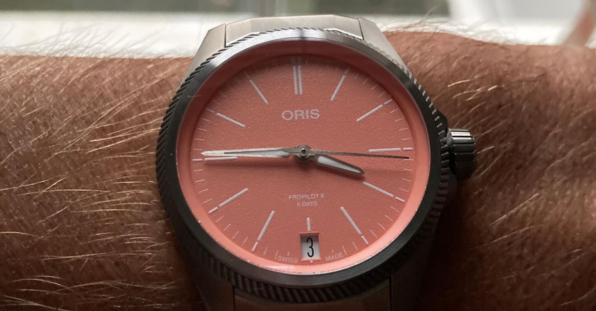 Review: Oris ProPilot X 400 caliber wit the salmon (pink!) dial. | WatchCrunch