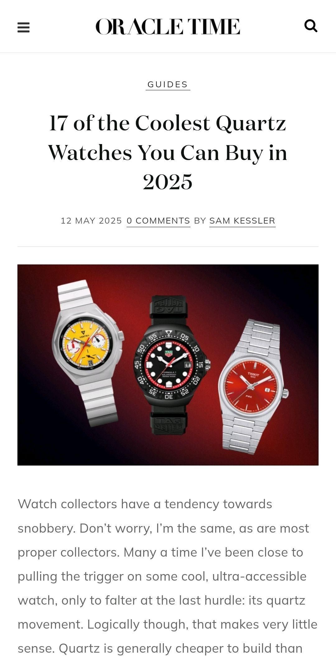 Pretty cool write up about new quartz watches. | WatchCrunch