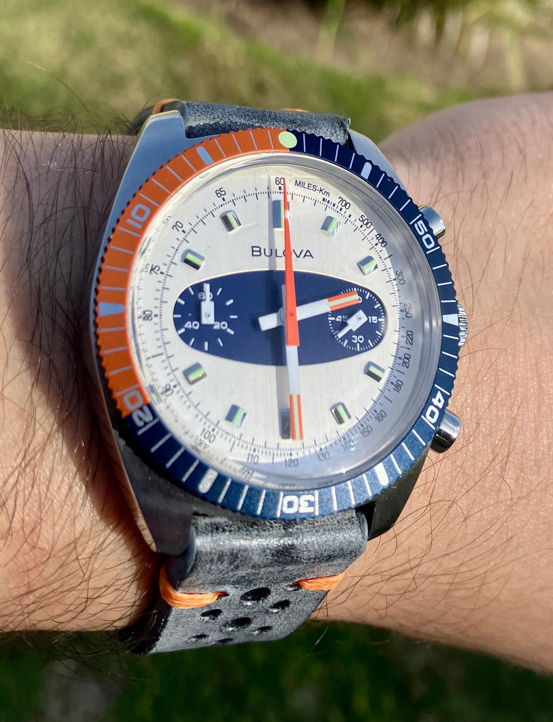 Bulova Chronograph A (aka "Surfboard") on a Leather Rally Strap ...