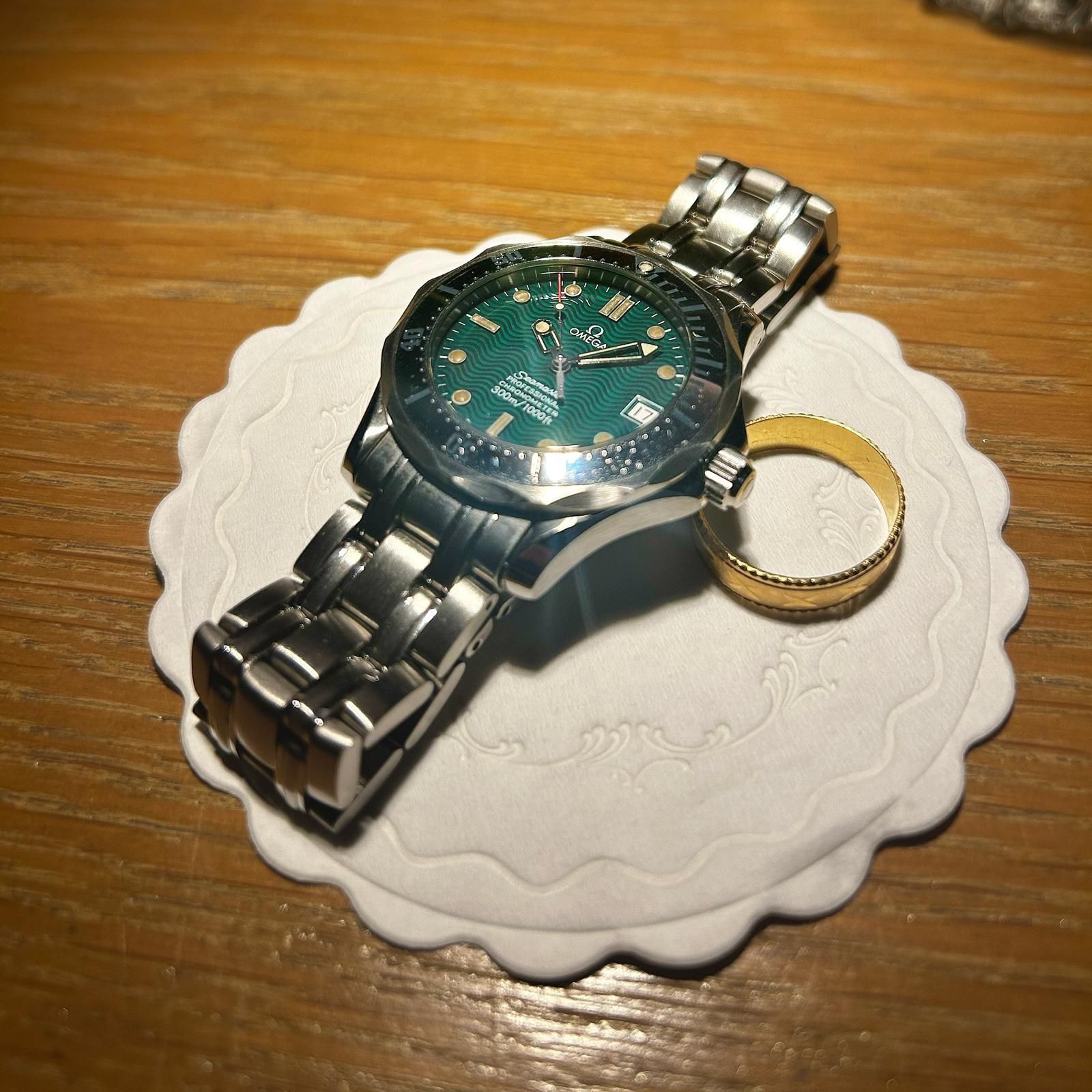 The Omega Seamaster 300 with mesmerizing green wavy dial. | WatchCrunch
