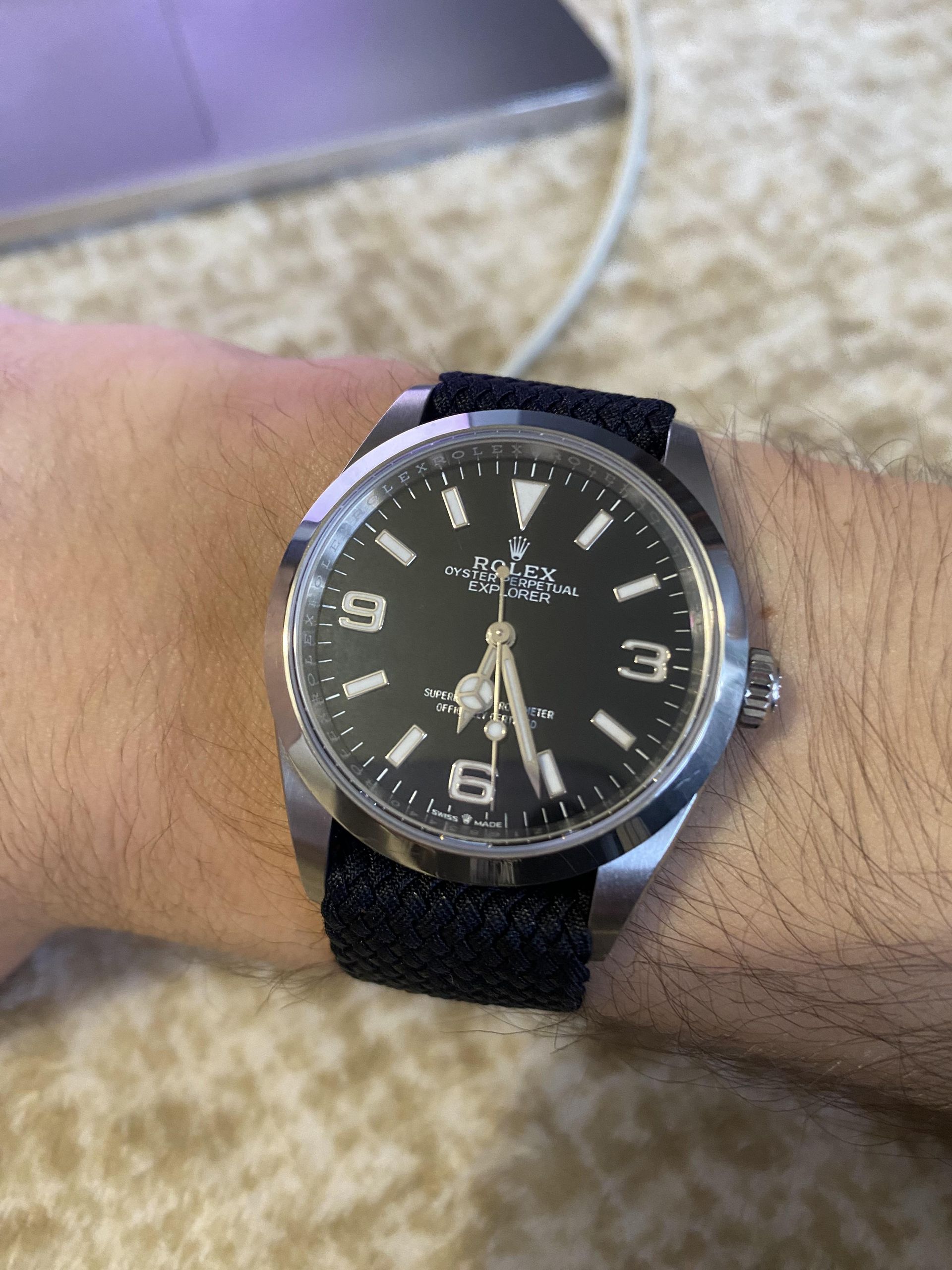 Rolex Explorer 124270 on Perlon Strap | WatchCrunch
