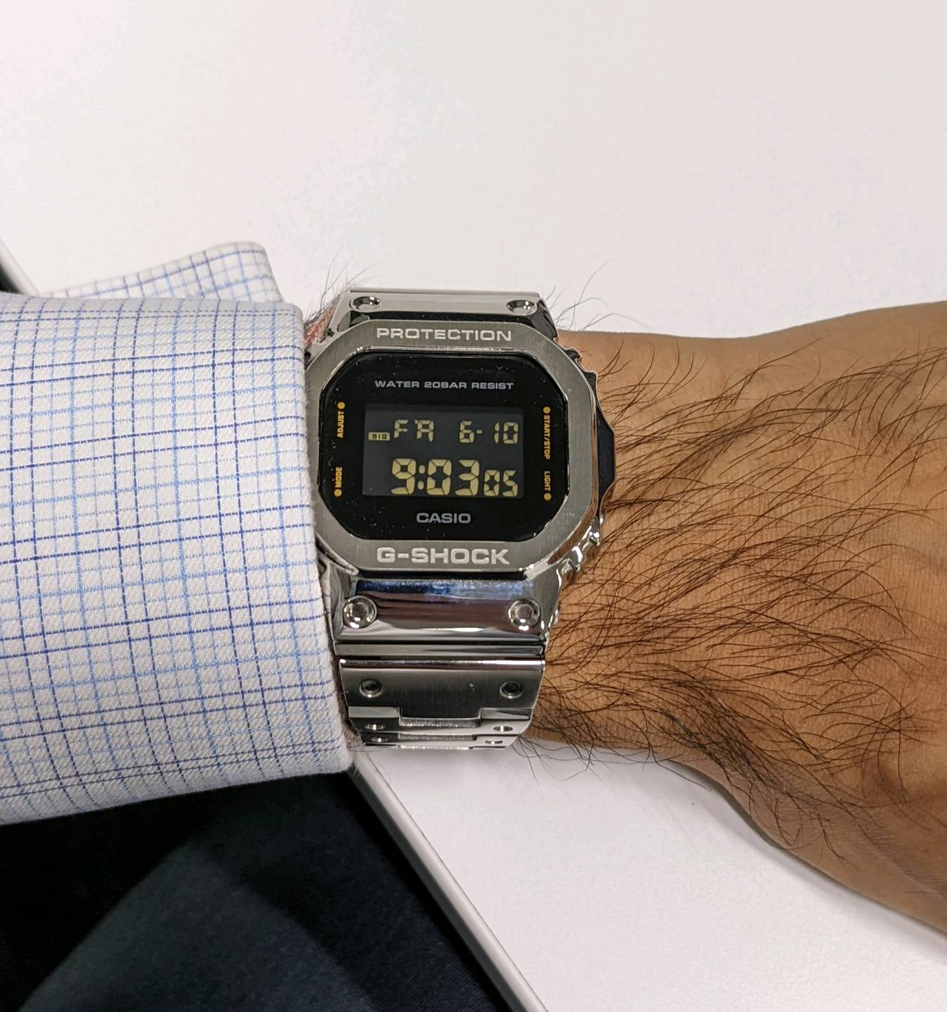 Steel G-Shocks with formal clothing | WatchCrunch