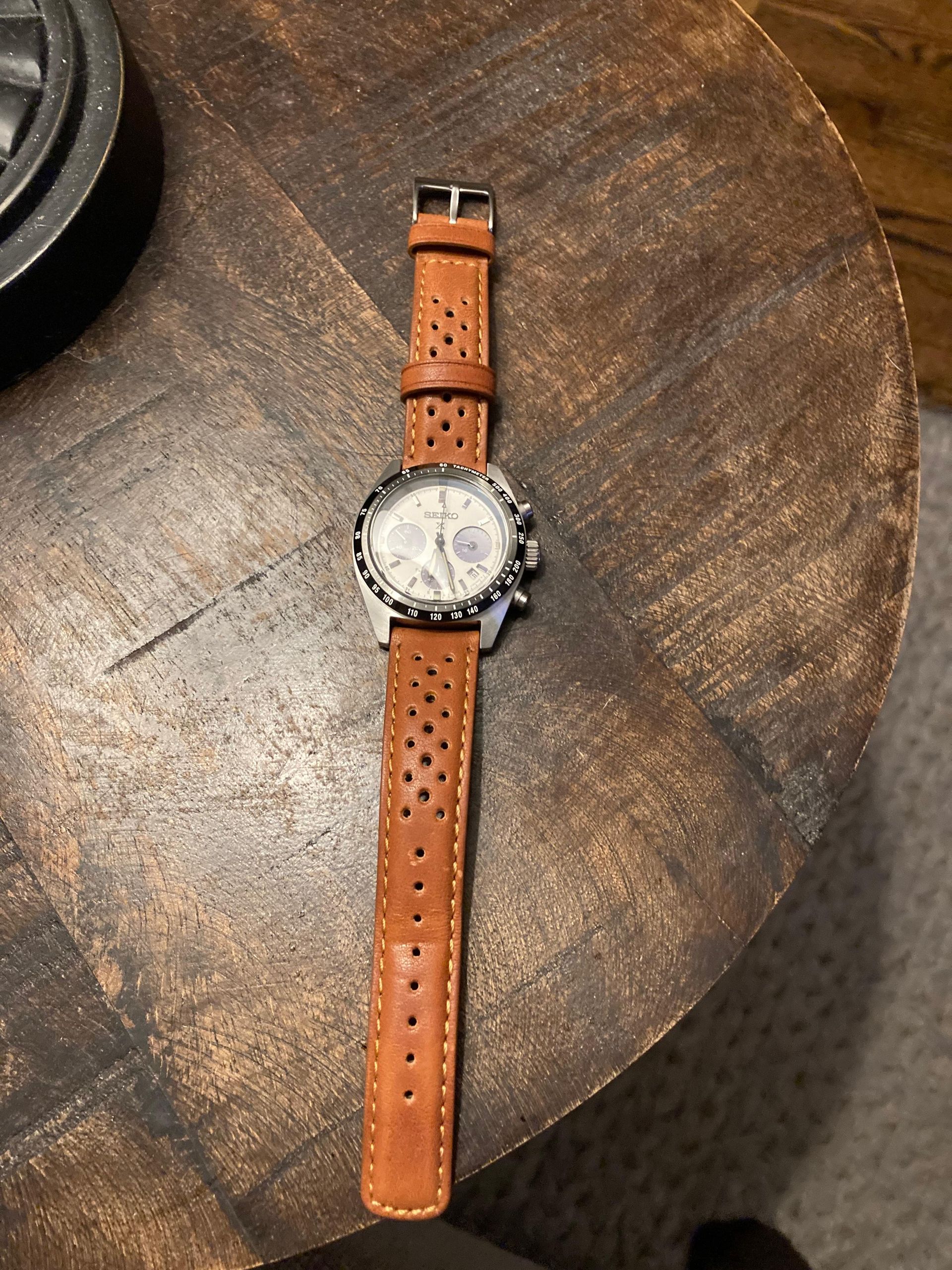 Seiko Speedtimer SSC813 on Brown Horween Racing strap | WatchCrunch